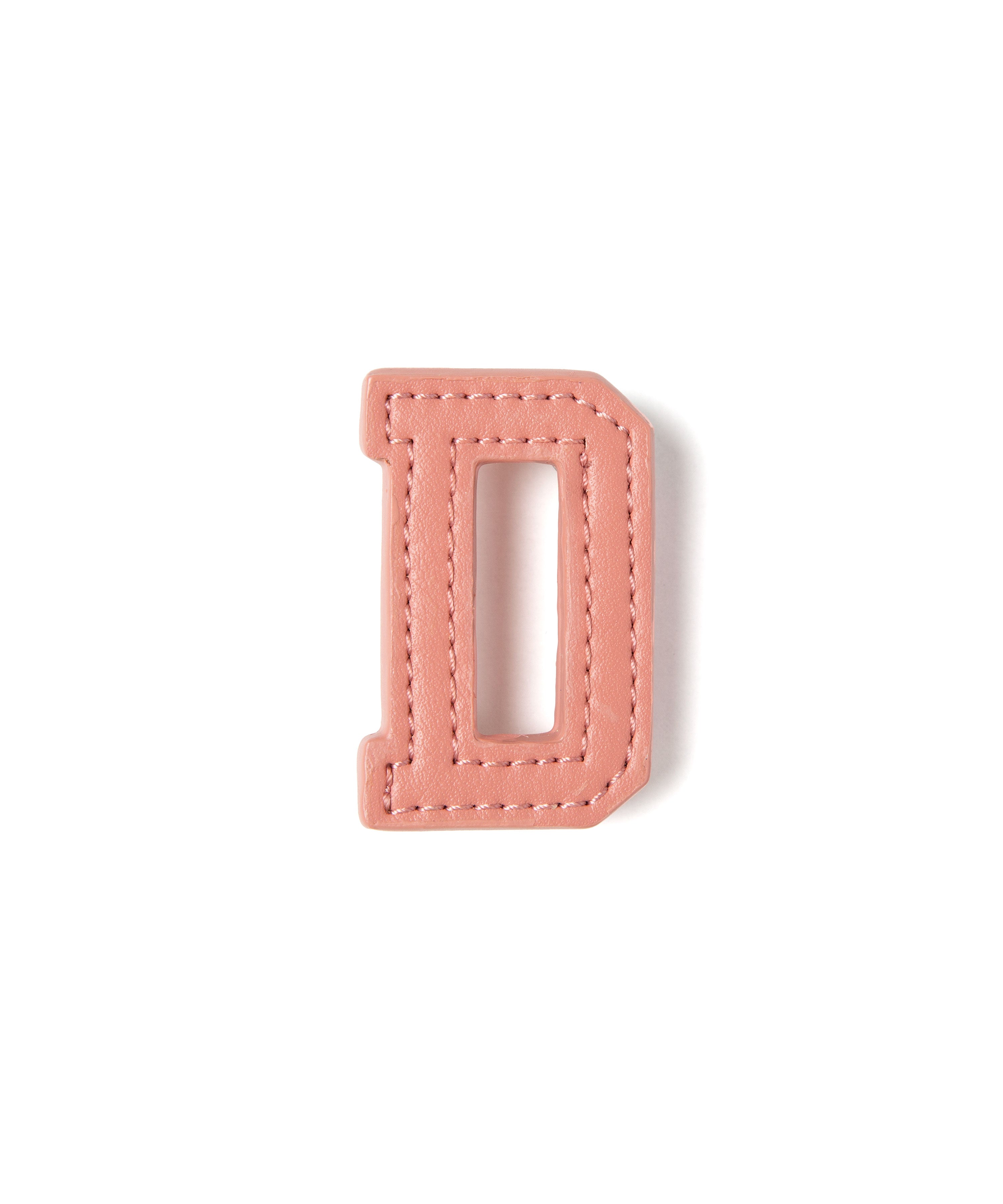D-Synthetic Leather Alphabet Brooch Coral pink – 446 - DOUBLE FOUR SIX