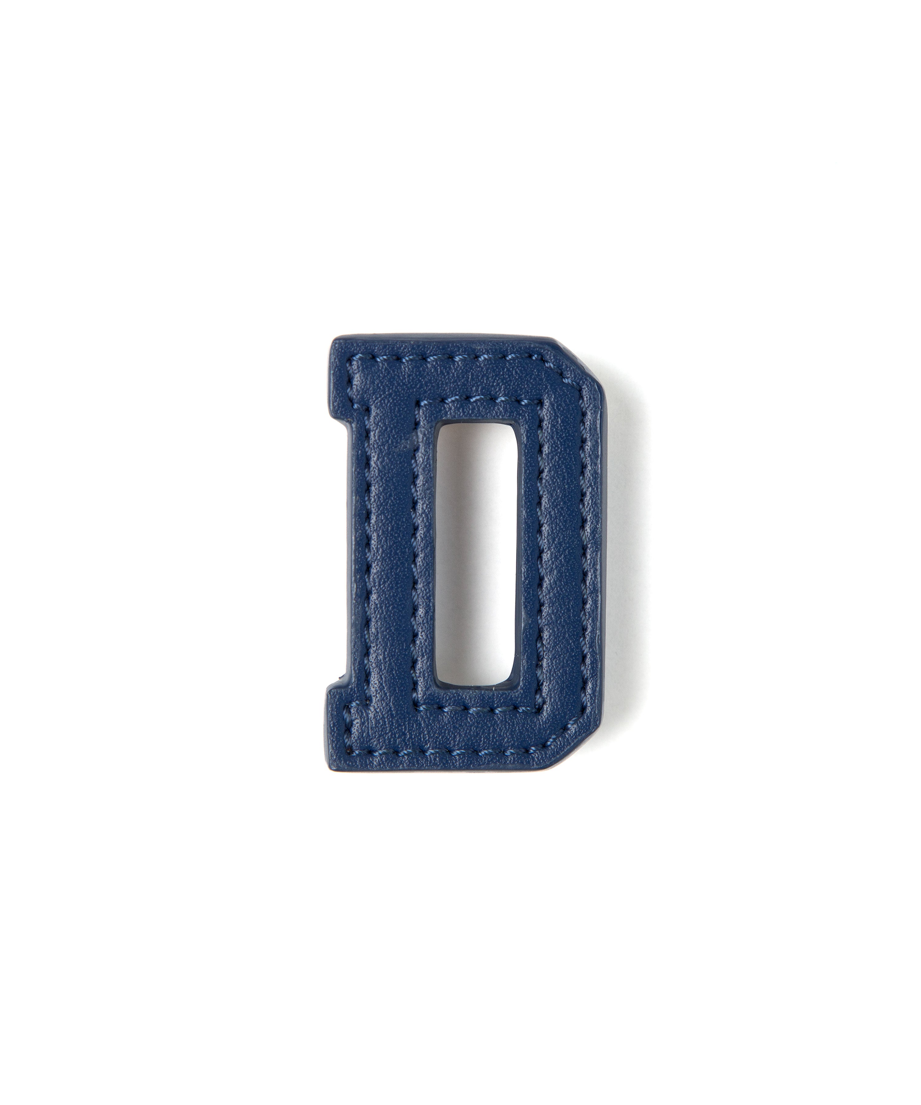 D-Synthetic Leather Alphabet Brooch Navy – 446 - DOUBLE FOUR SIX