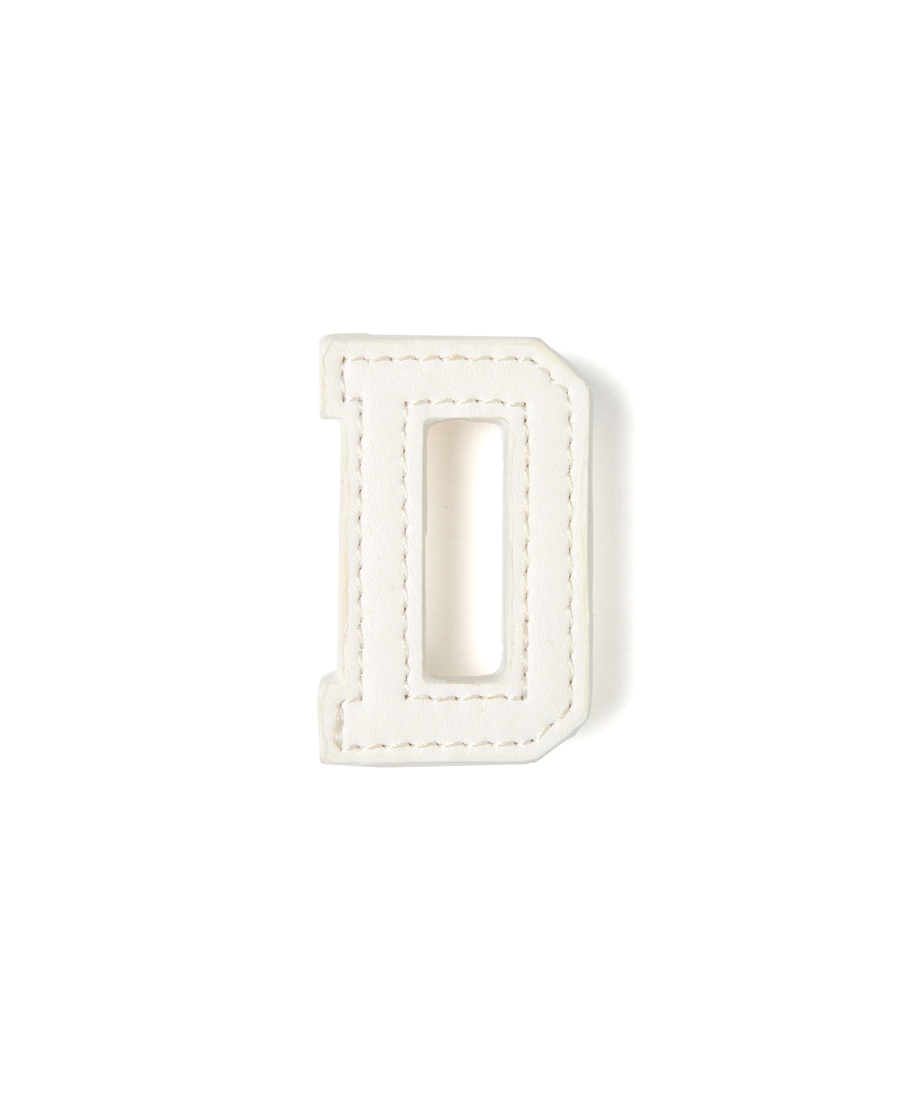 D-Synthetic Leather Alphabet Brooch White – 446 - DOUBLE FOUR SIX